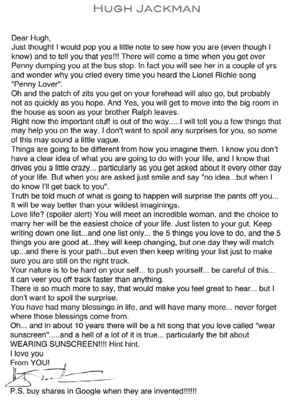 Hugh Jackman dear me letter – BookMojo